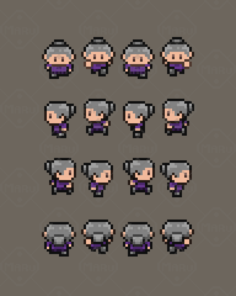 Character Age Pack Vol.2 – Female Top-Down Pixel Art 16×16 by Maru