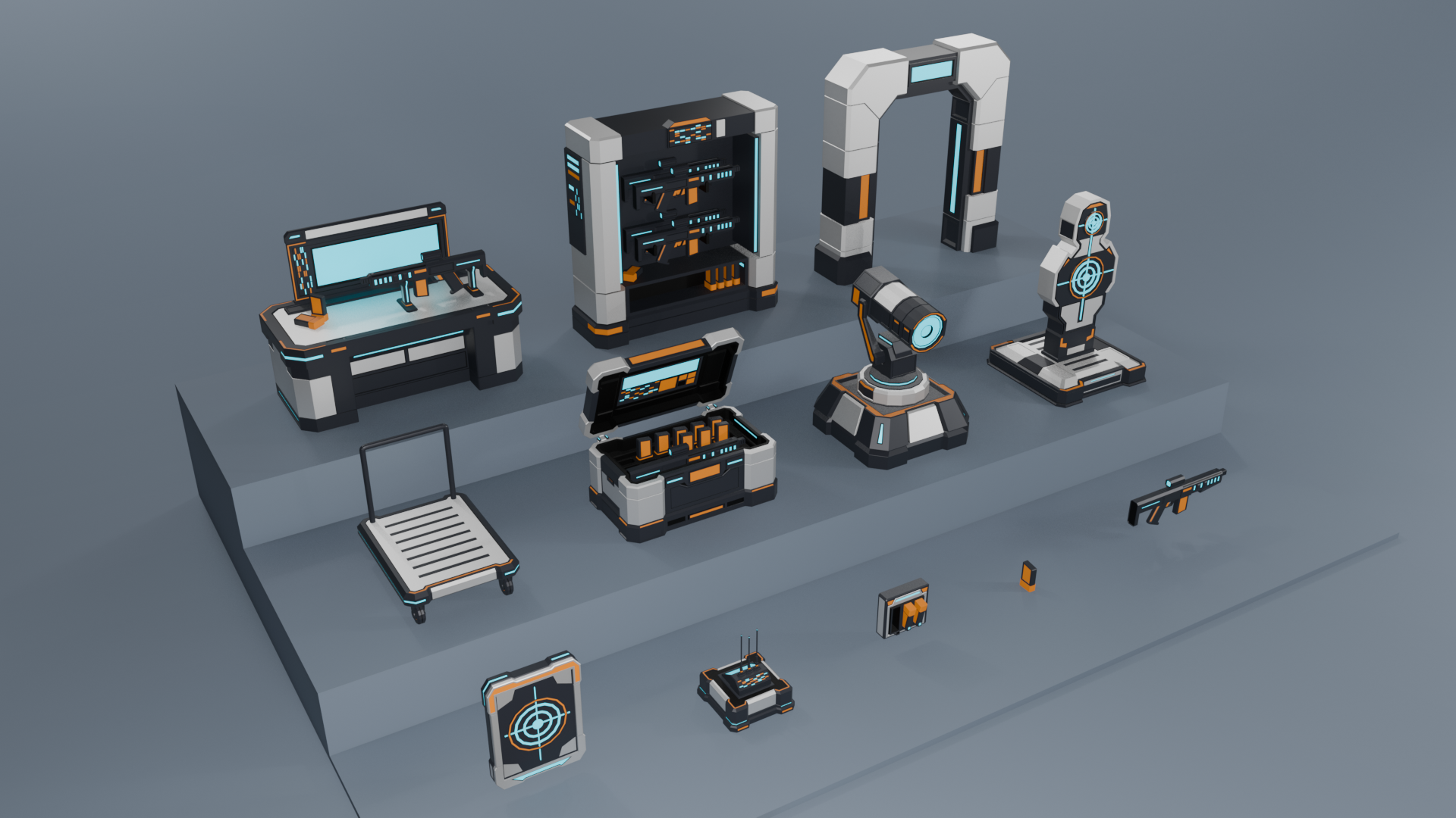 Low Poly Sci-Fi Defense Armory Pack D-005 by OZEA Studio