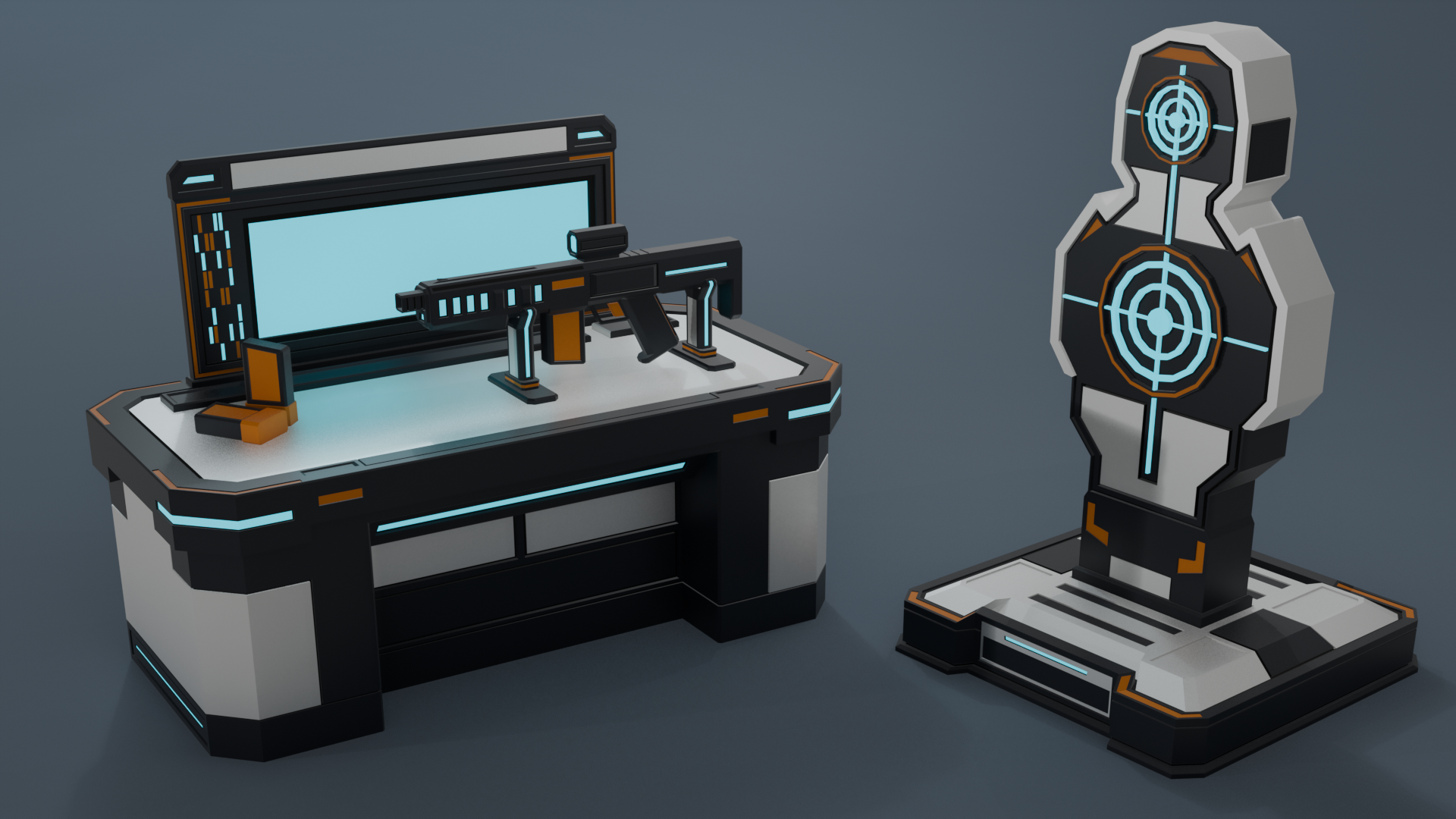 Low Poly Sci-Fi Defense Armory Pack D-005 by OZEA Studio