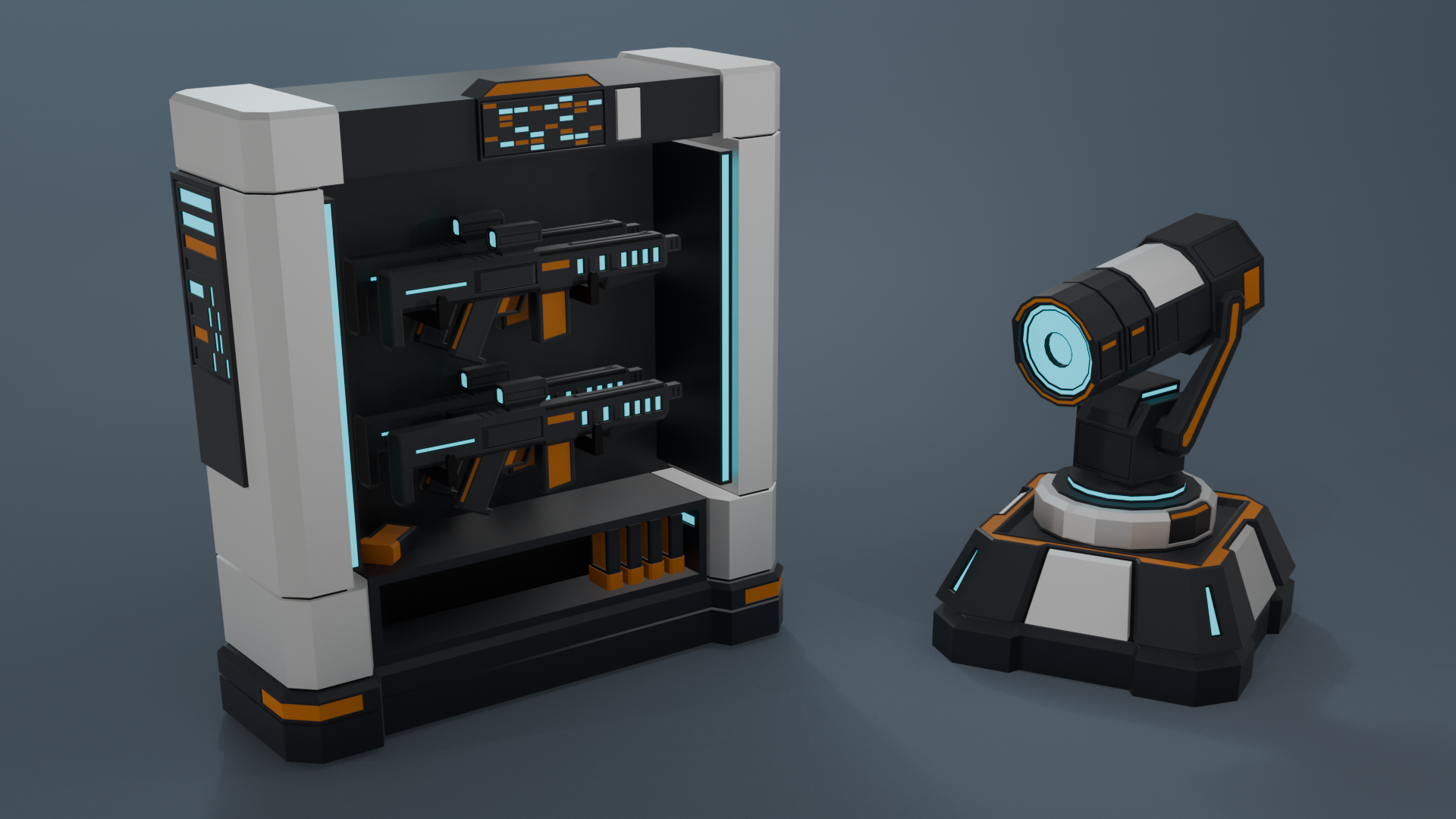 Low Poly Sci-Fi Defense Armory Pack D-005 by OZEA Studio