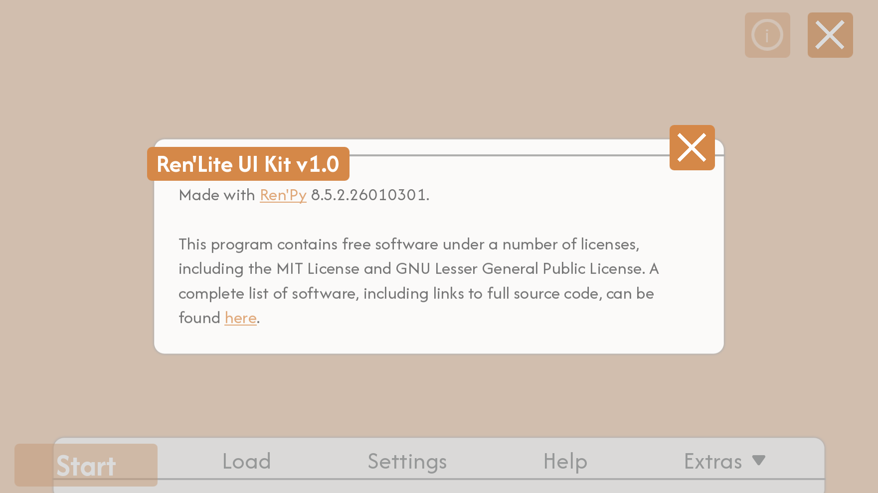 Ren'Lite UI Kit by Sitraxis for Make Visual Novel Assets!! Jam 2026 ...