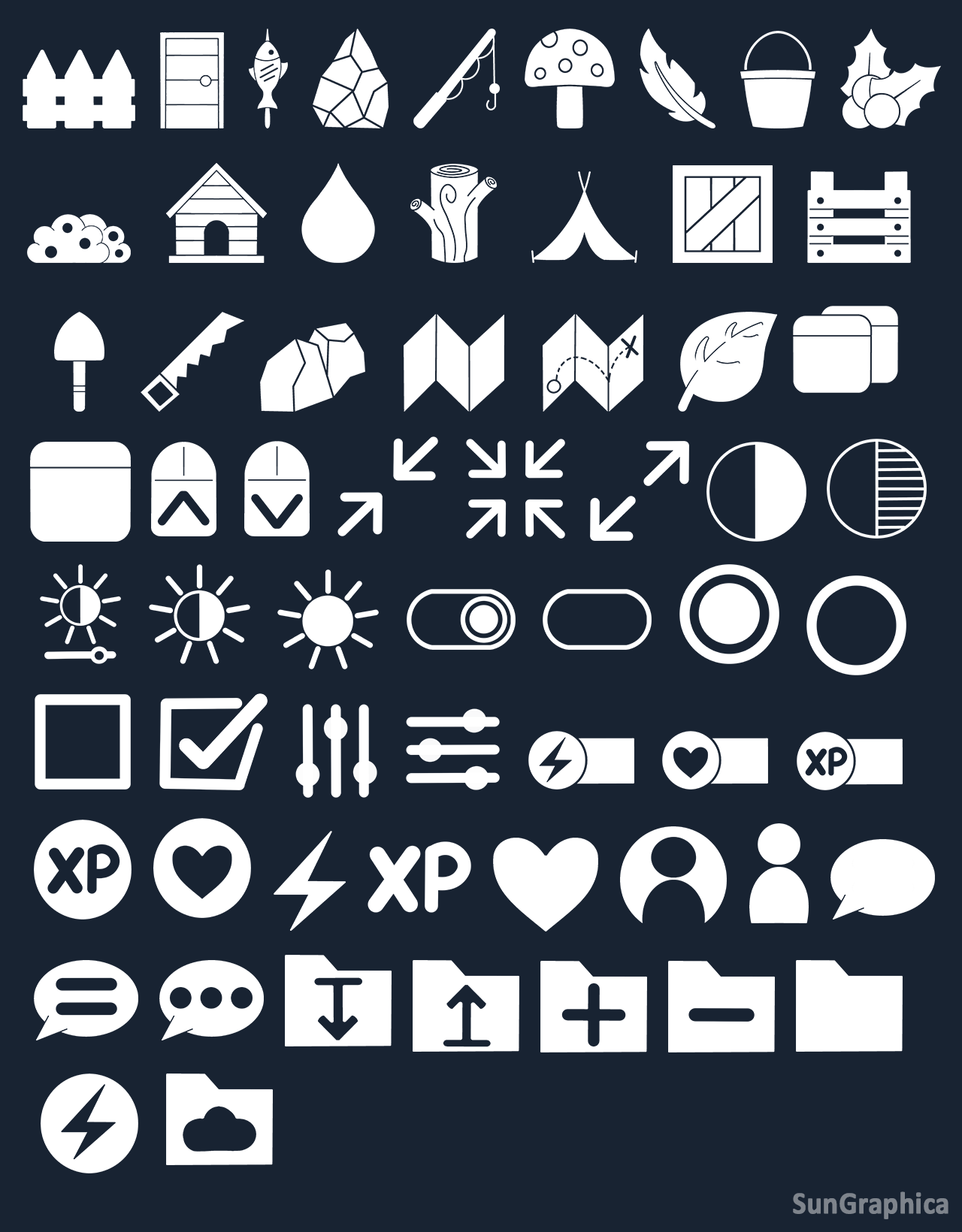 Modern and minimal game UI kit + 260 Icons by SunGraphica