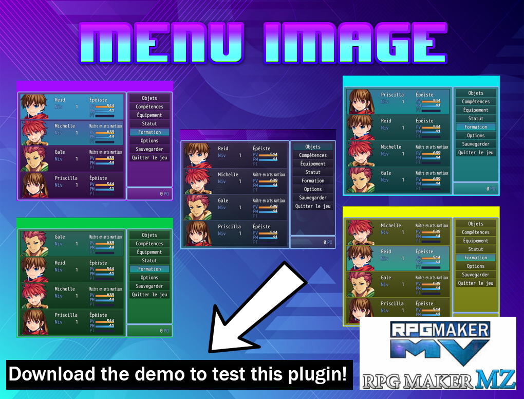 Menu Image Plugin RPG Maker MV-MZ by EroiK StyLeR
