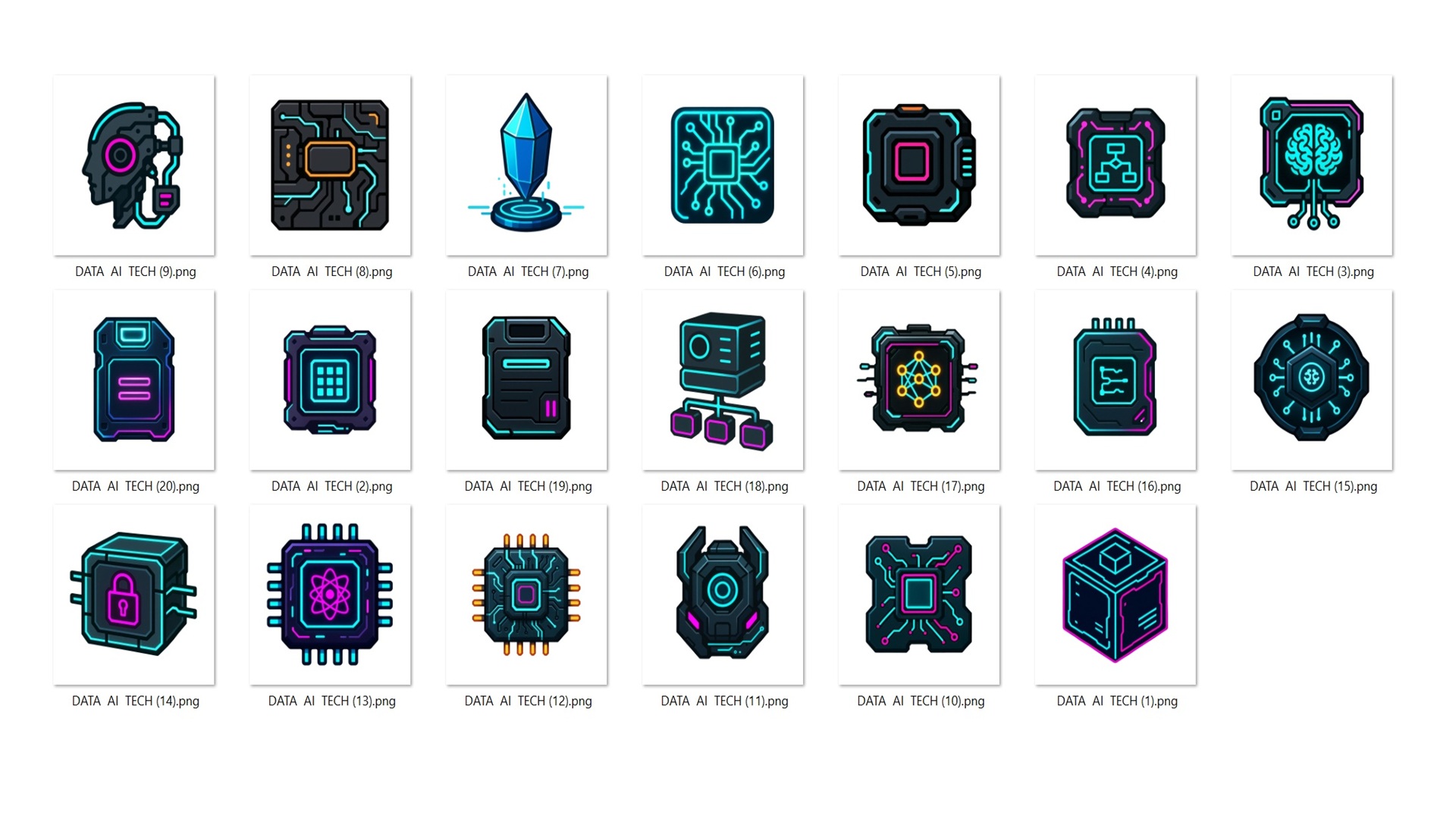 Cyberpunk Game UI Icons — Vol. 2 (80 Neon Icons) by Aura Design Assets