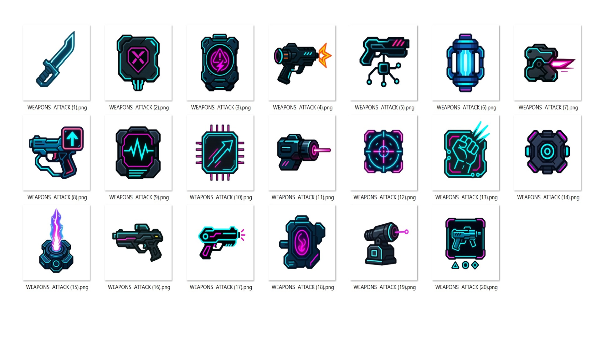 Cyberpunk Game UI Icons — Vol. 2 (80 Neon Icons) by Aura Design Assets