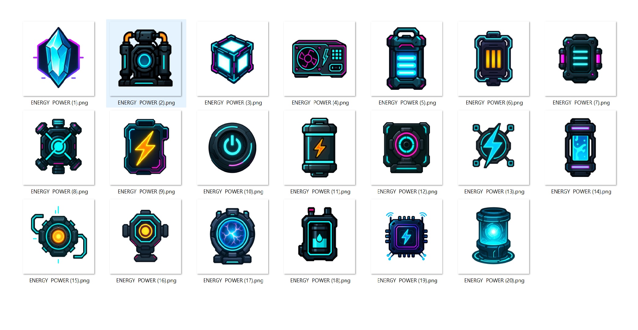 Cyberpunk Game UI Icons — Vol. 2 (80 Neon Icons) by Aura Design Assets