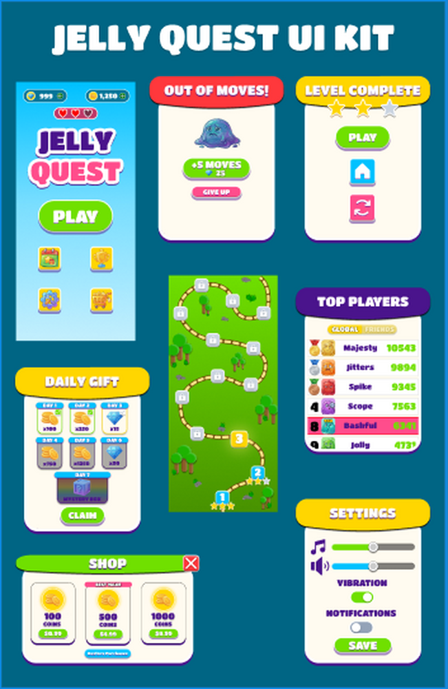 Jelly Quest - Casual Mobile Game UI Kit by DeviStudio