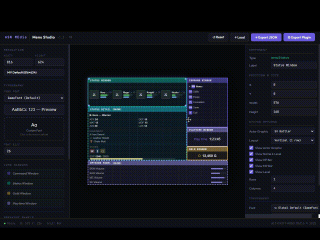 Menu Studio: Visual Menu Layout Editor for RPG Maker MZ by ALT+SHIFT ...