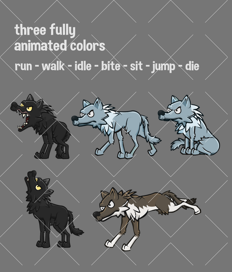 Animated wolf by Robert Brooks - gamedeveloperstudio.com