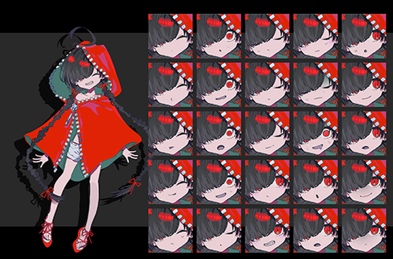 TTRPG/VTT Full-Body PNG – Red Hood One-Eyed Girl (39 Expressions ...