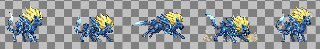 2D Character Sprite Sheet - Pixel Art Electro Wolf by GreatGamingLife