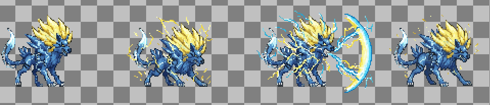 2D Character Sprite Sheet - Pixel Art Electro Wolf by GreatGamingLife