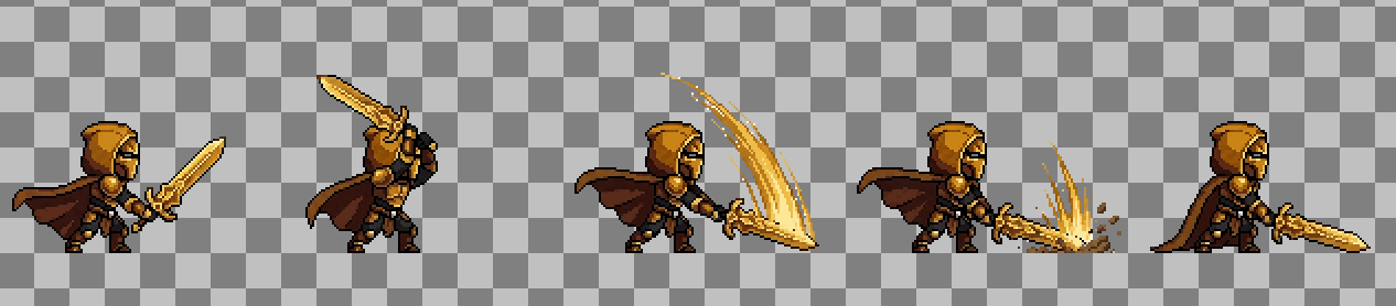 2D Character Sprite Sheet - Pixel Art Golden Knight Corrupted by ...