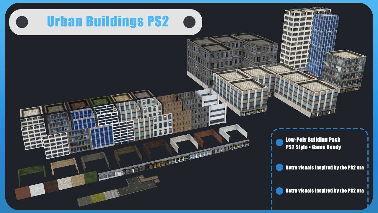 Urban Buildings PS2 – Retro City Asset Pack by TechStrike Game Studio ...