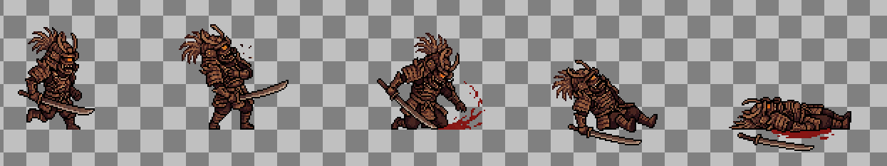 2D Character Sprite Sheet - Pixel Art Zombie Samurai Swordsman by ...