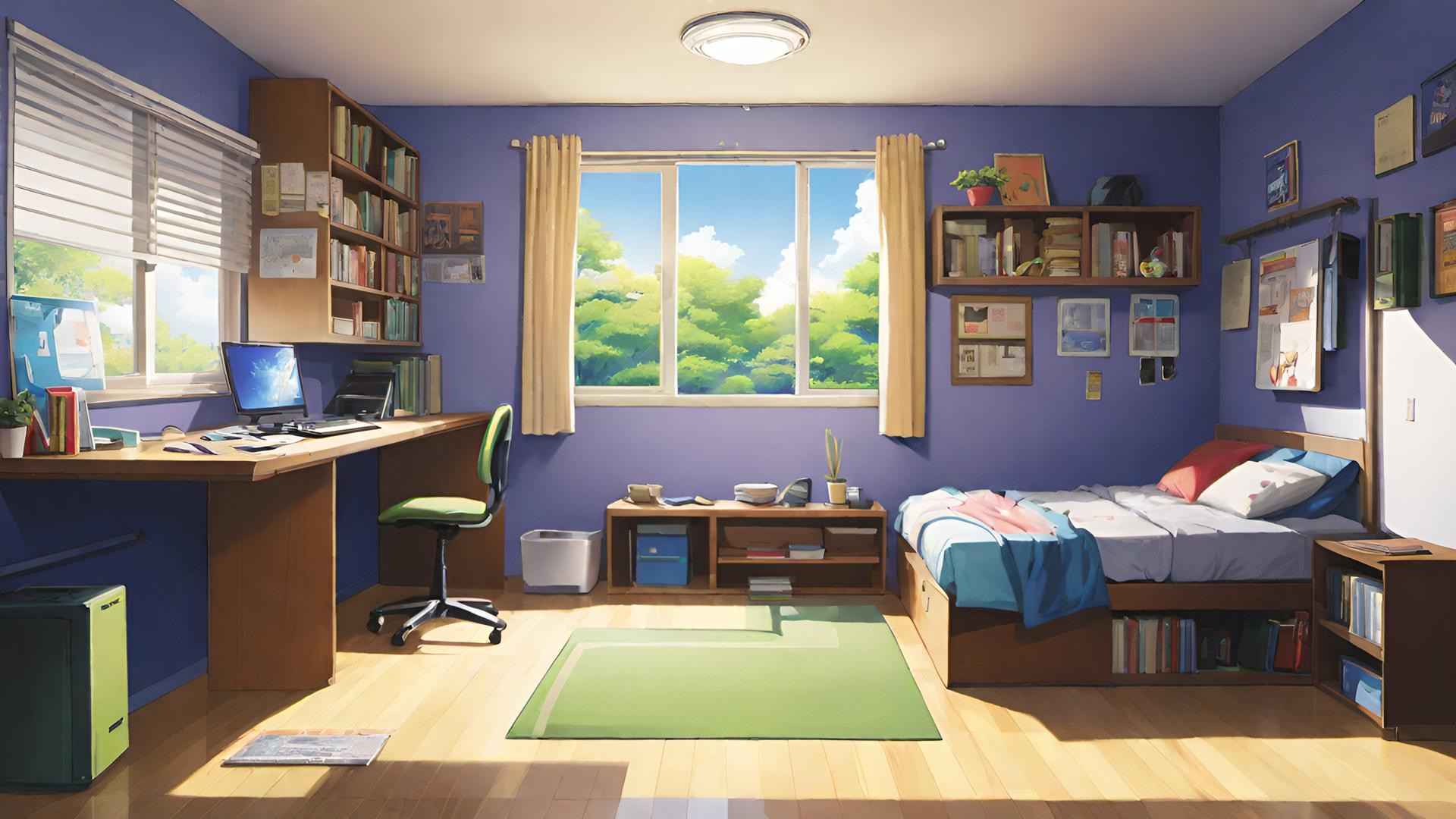Free Background Art - College Boy's Dorm Room by WineChan