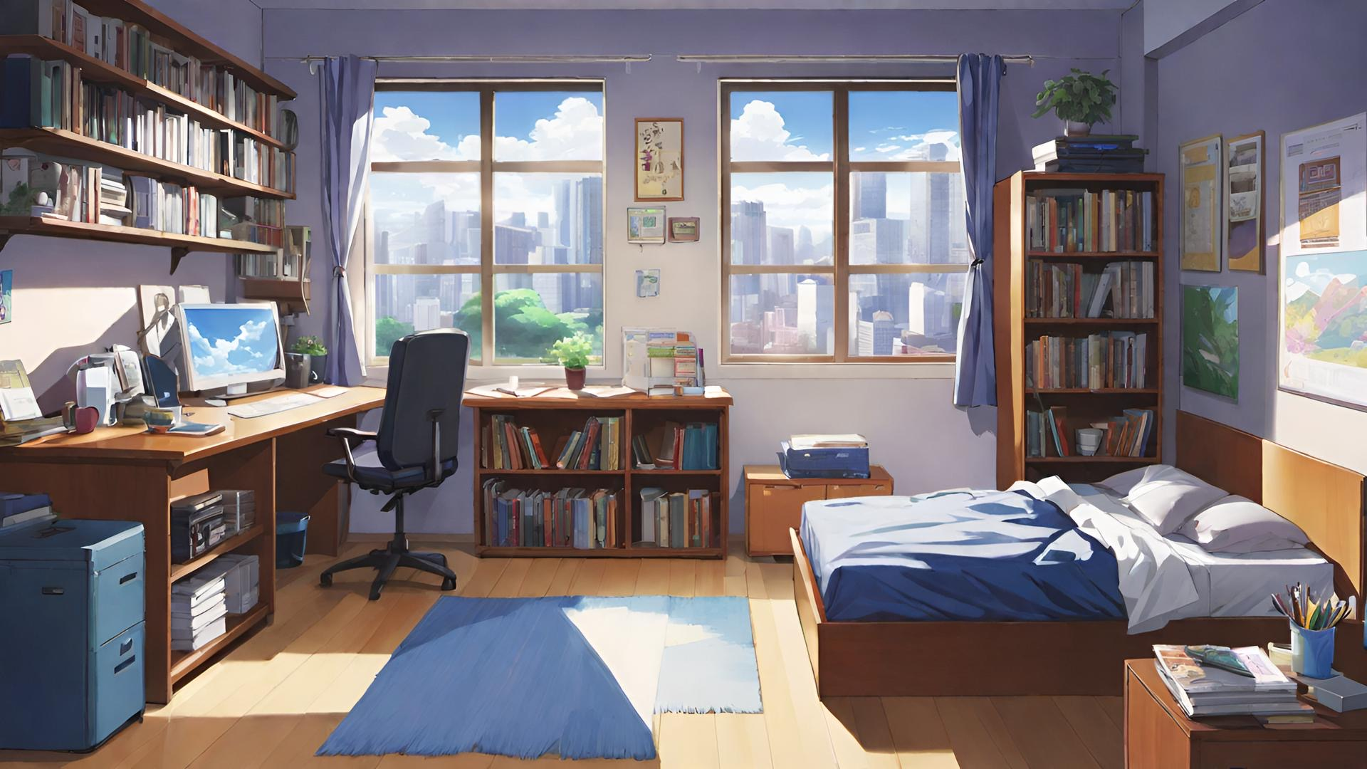 Free Background Art - College Boy's Dorm Room by WineChan