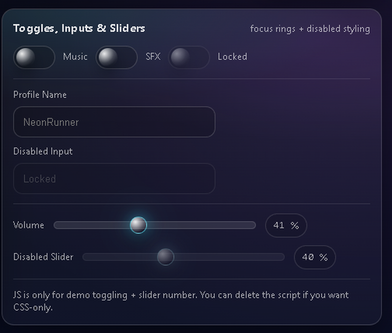 HTML5 Menu States Pack — Hover, Active & Disabled UI (HTML5 / CSS) by ...