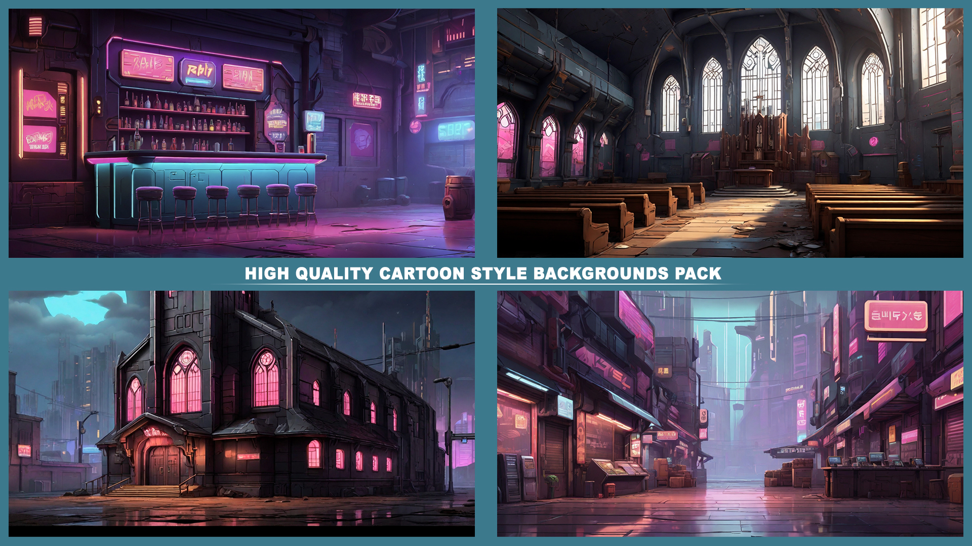 115+ CYBERPUNK BACKGROUNDS by PIXELHUNT