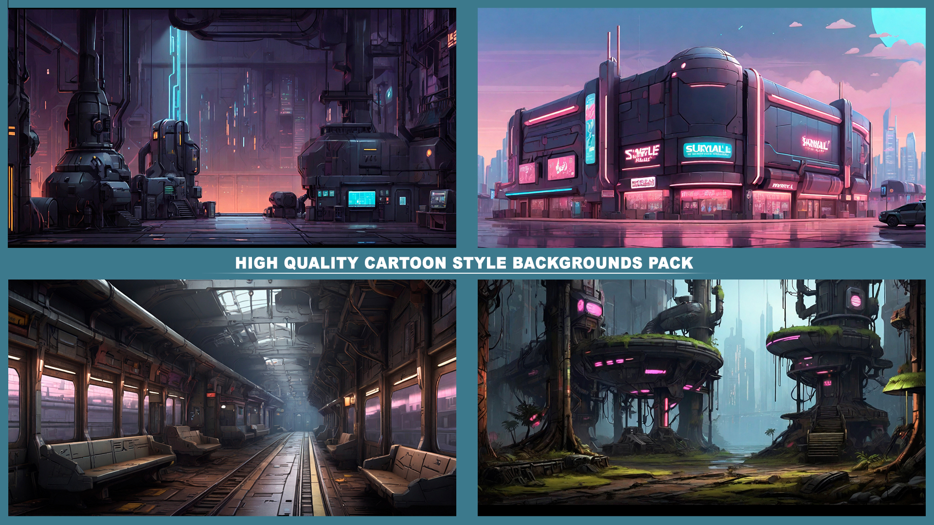 115+ CYBERPUNK BACKGROUNDS by PIXELHUNT