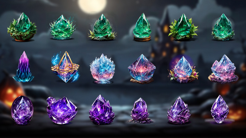 120+ CRYSTAL GEMS ICONS by PIXELHUNT