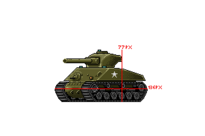 Animated pixel art Sherman single asset tank walking and shooting. by ...