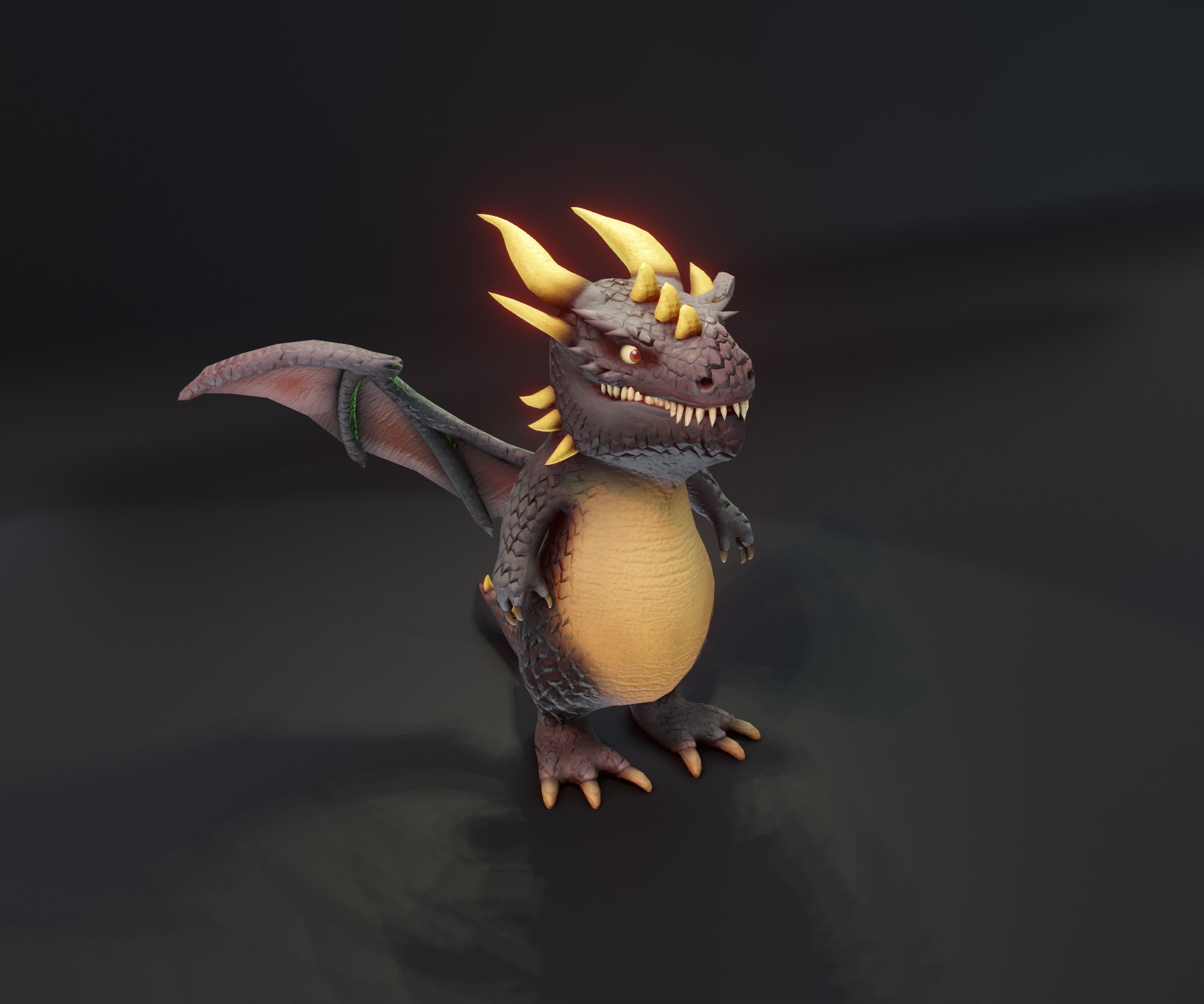 Cartoon Black Dragon Animated 3D Model by 3DDisco