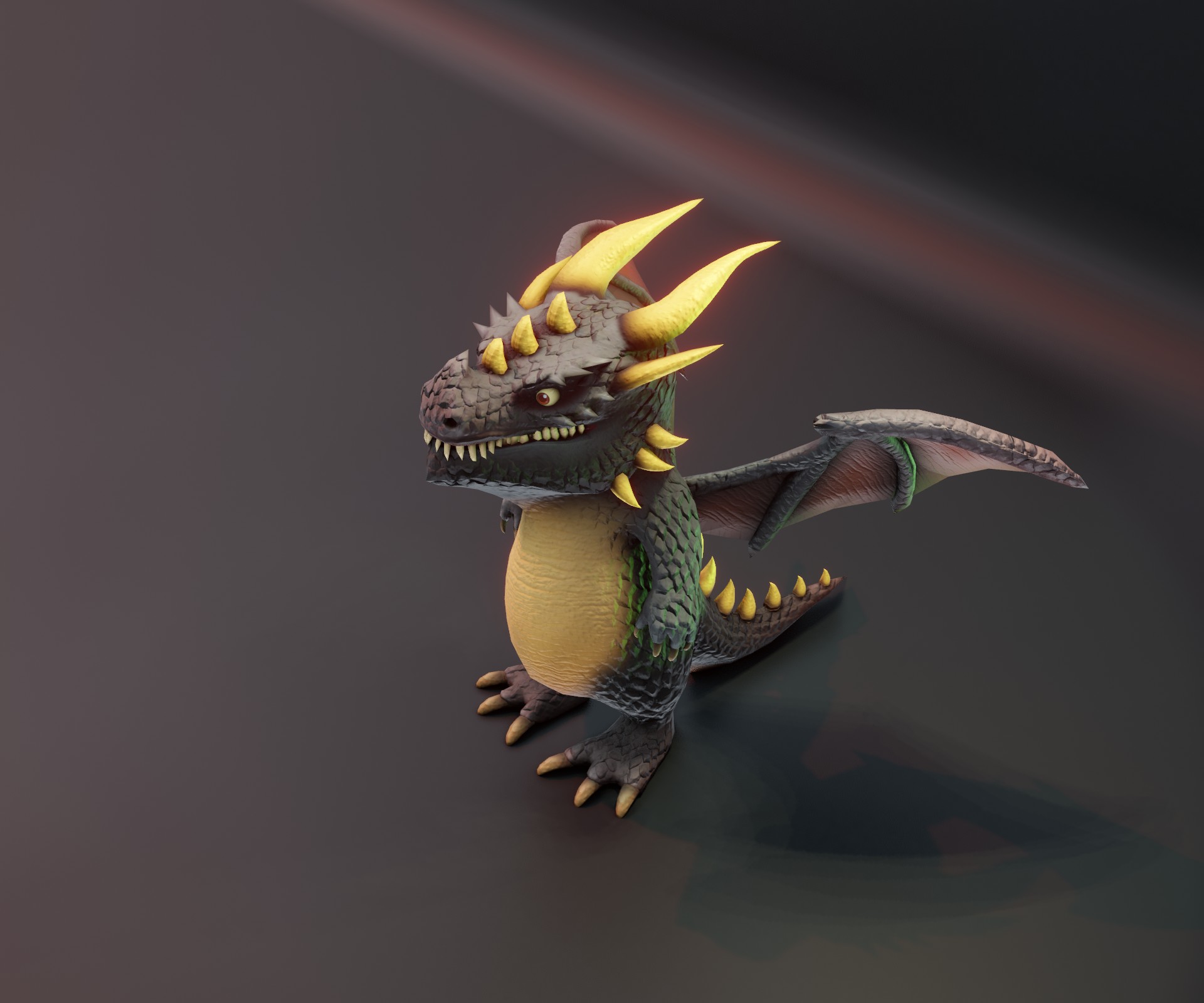 Cartoon Black Dragon Animated 3D Model by 3DDisco