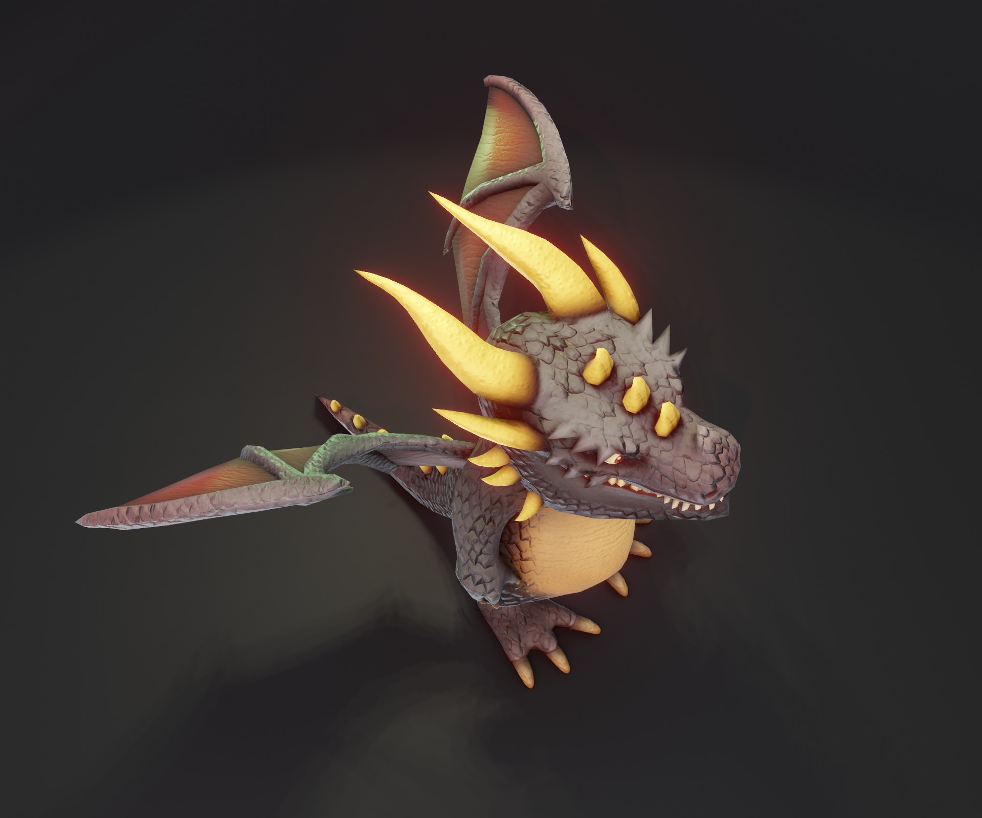 Cartoon Black Dragon Animated 3D Model by 3DDisco