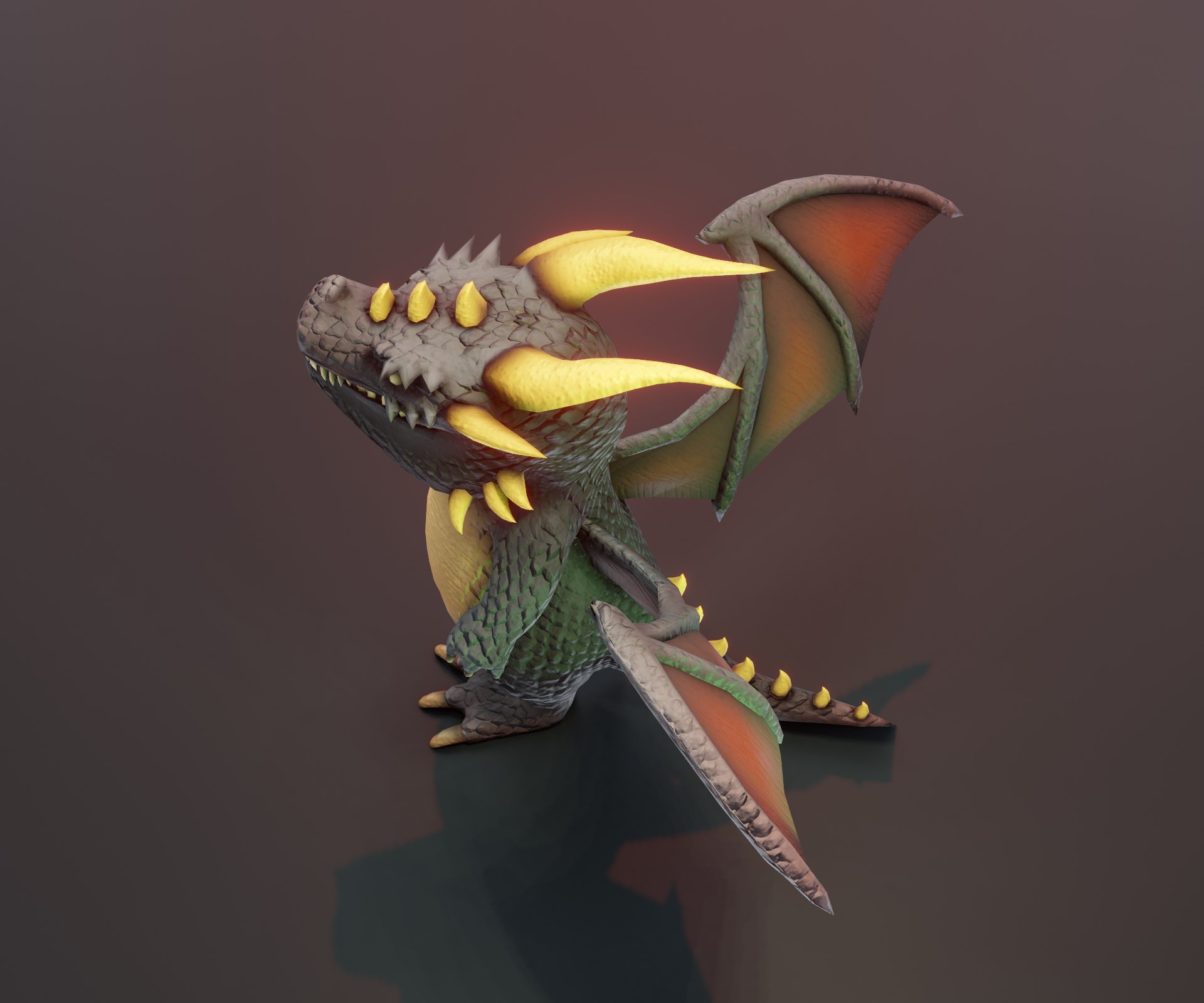 Cartoon Black Dragon Animated 3D Model by 3DDisco