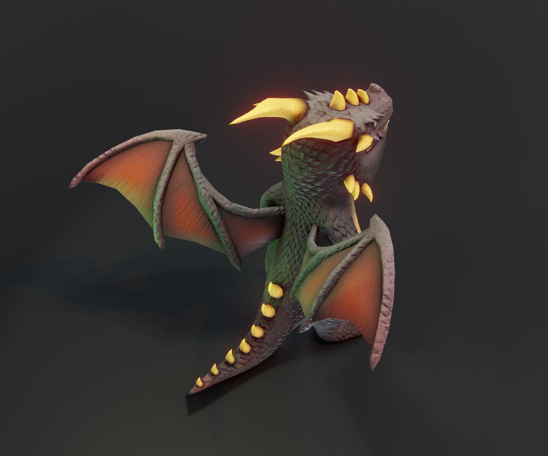 Cartoon Black Dragon Animated 3D Model by 3DDisco