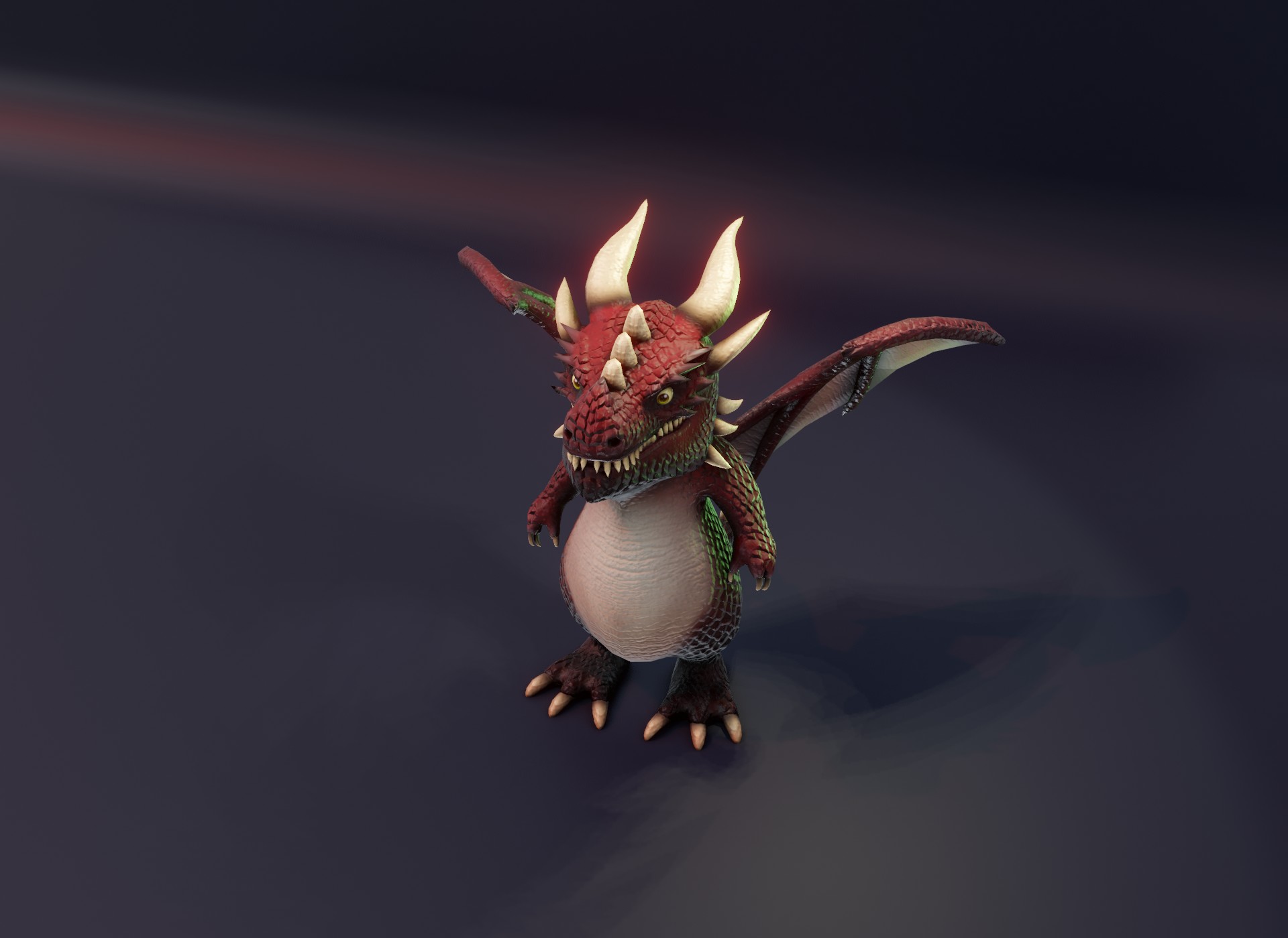 Cartoon Red Dragon Animated 3D Model by 3DDisco