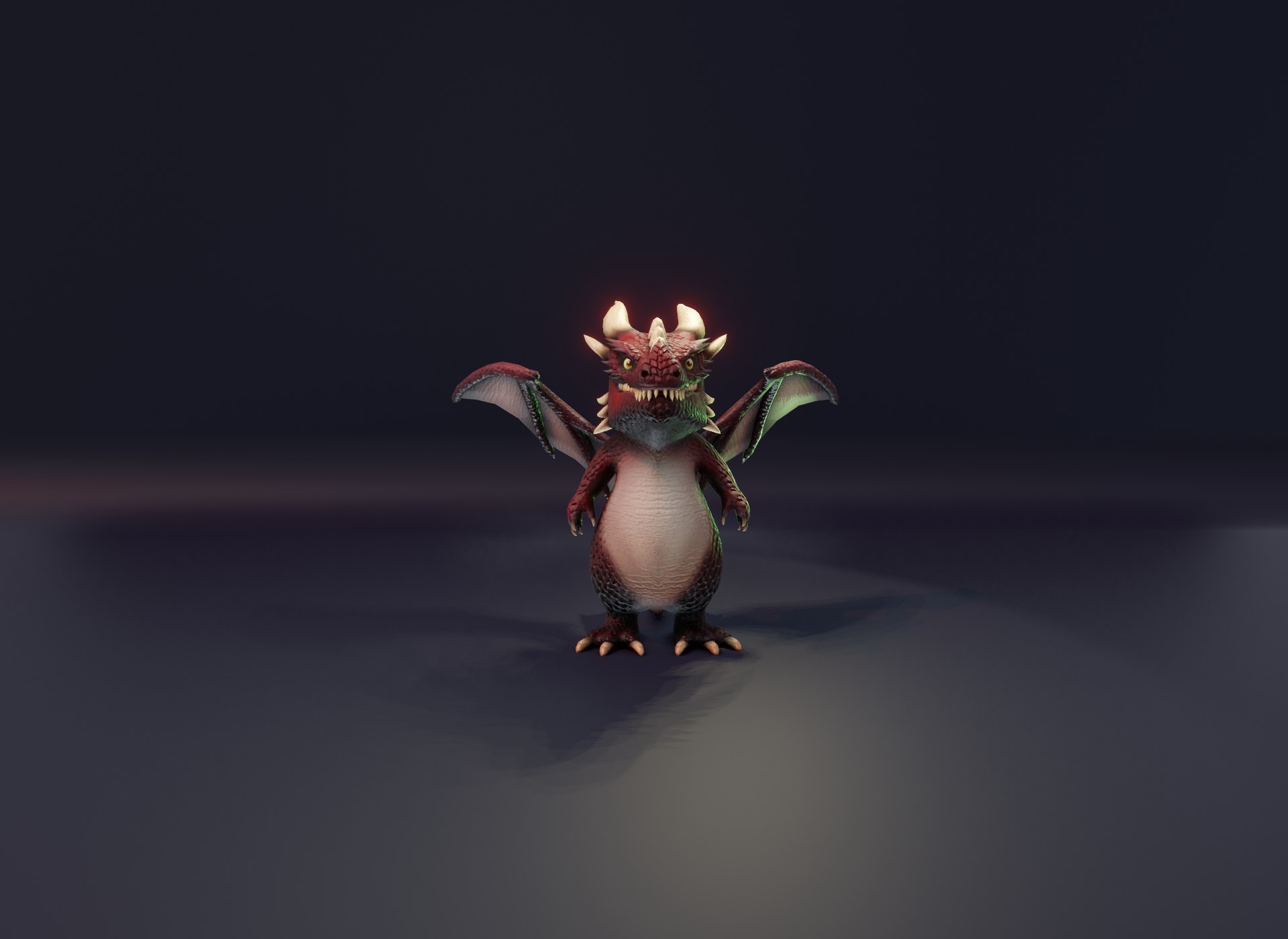 Cartoon Red Dragon Animated 3D Model by 3DDisco