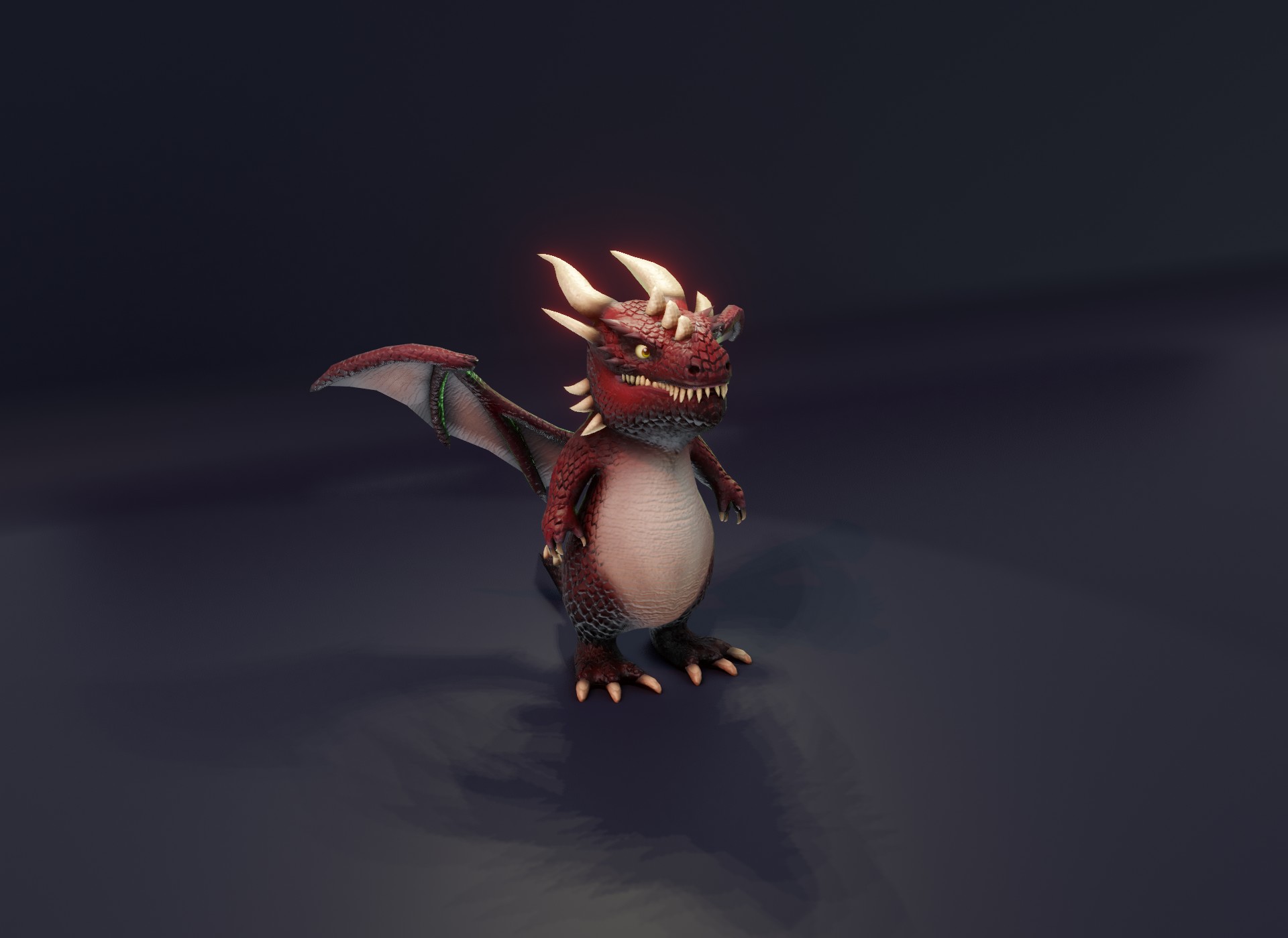 Cartoon Red Dragon Animated 3D Model by 3DDisco