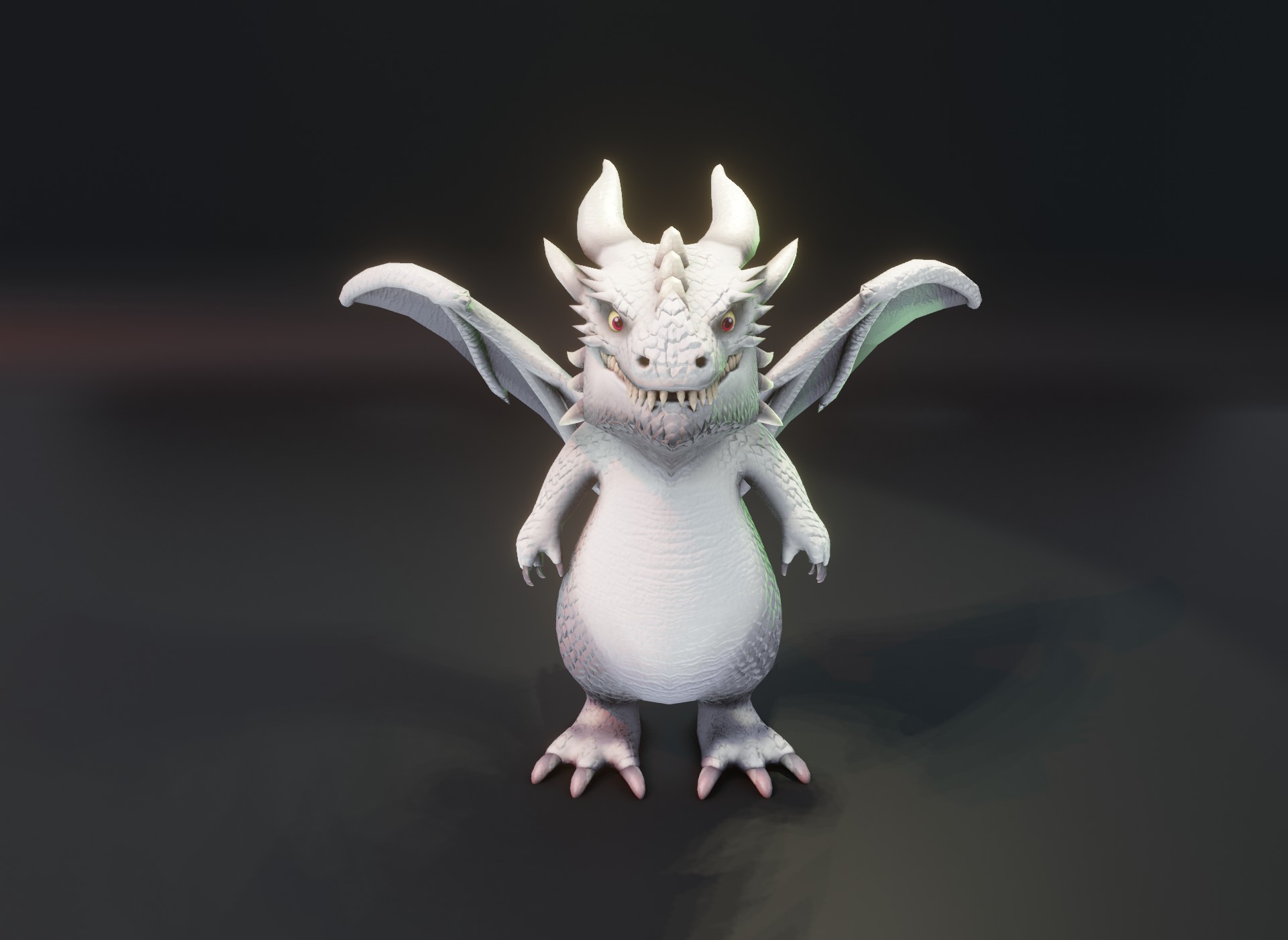 Cartoon White Dragon Animated Low-Poly 3D Model by 3DDisco