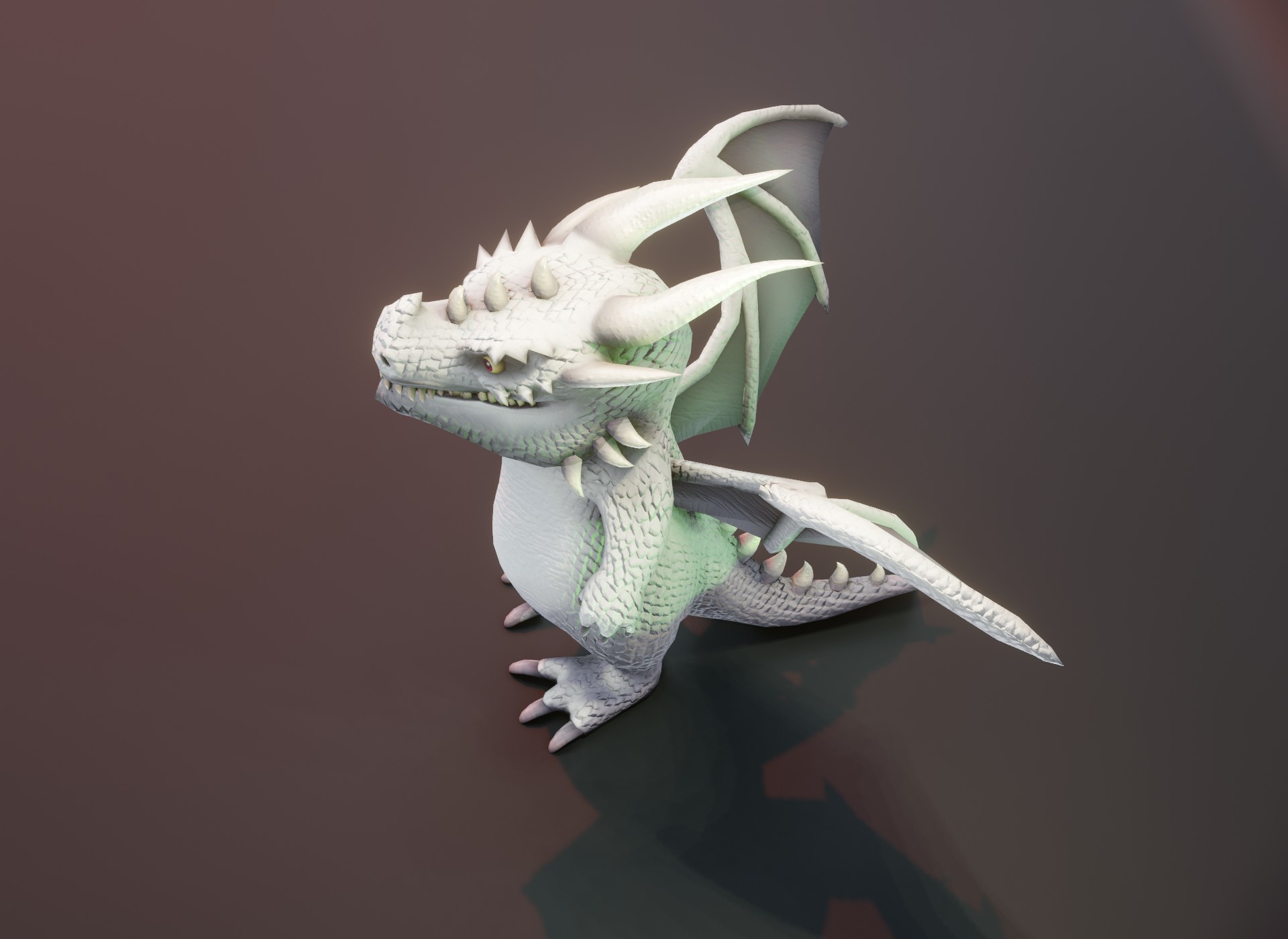 Cartoon White Dragon Animated Low-Poly 3D Model by 3DDisco