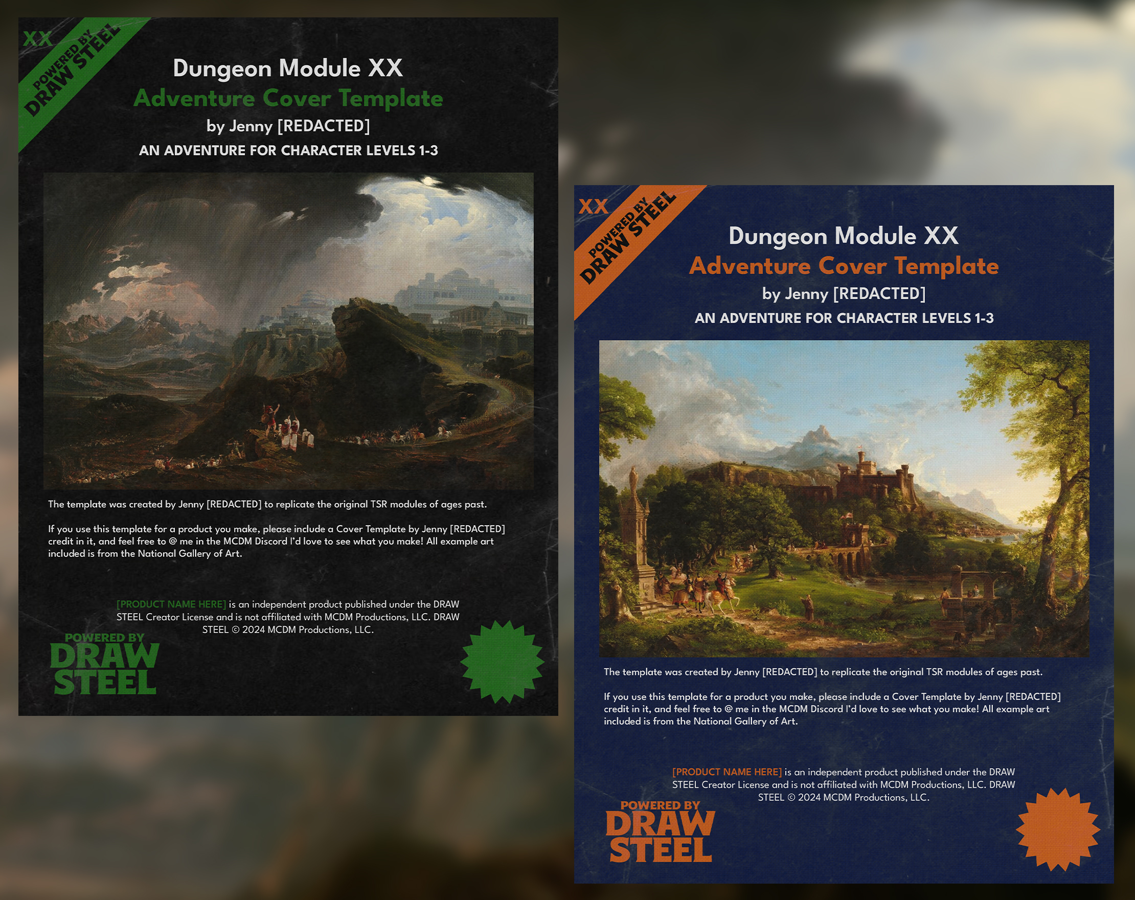 Vintage TTRPG Module Cover Template by Jenny [REDACTED]