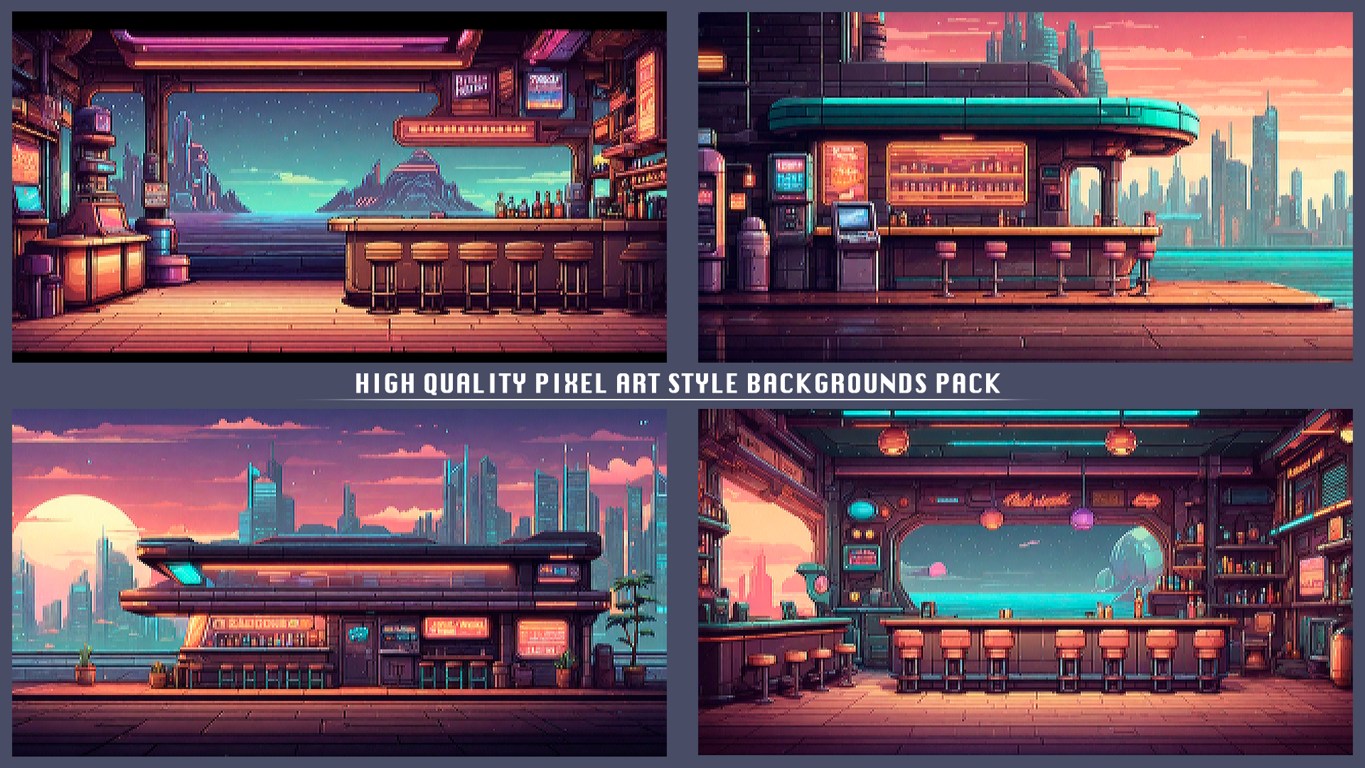 200+ RETROFUTURISM PIXEL ART BACKGROUNDS by PIXELHUNT