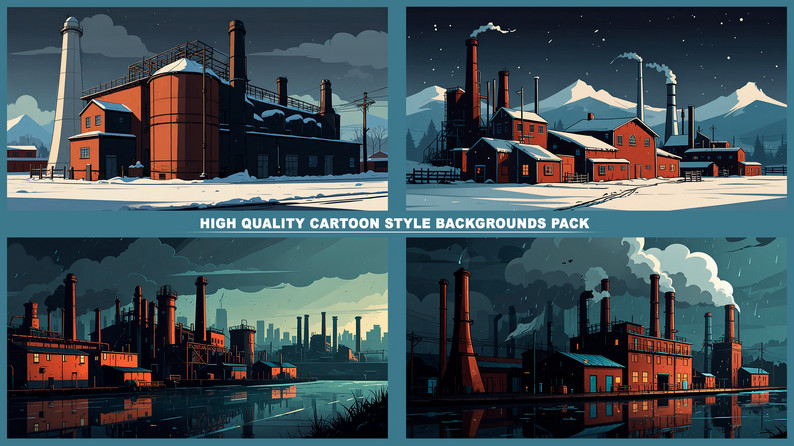 140+ FACTORY BACKGROUNDS by PIXELHUNT