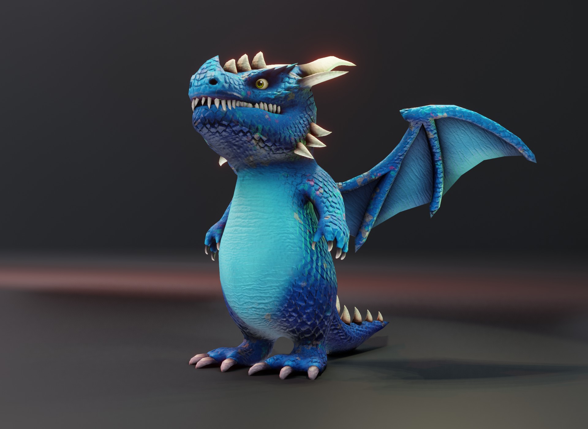 Cartoon Blue Dragon Animated Low-Poly 3D Model by 3DDisco