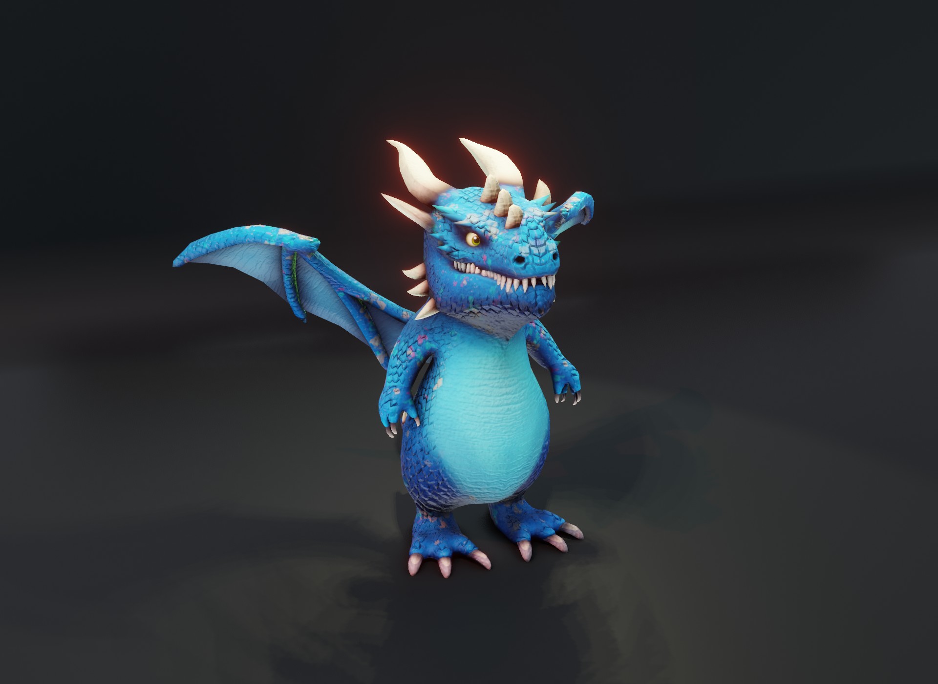 Cartoon Blue Dragon Animated Low-Poly 3D Model by 3DDisco
