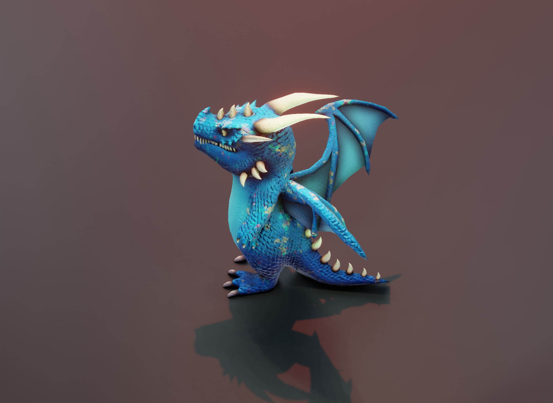 Cartoon Blue Dragon Animated Low-Poly 3D Model by 3DDisco