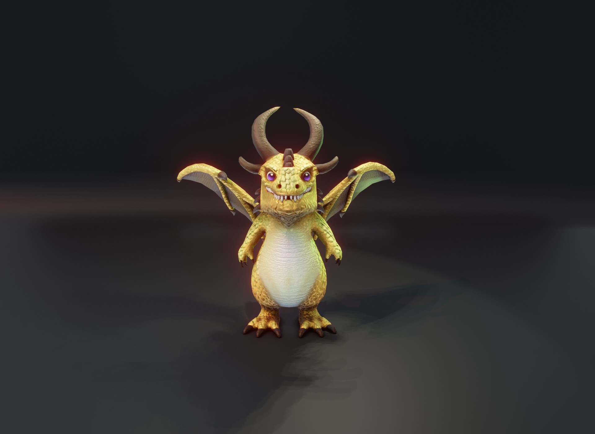 Cartoon Brass Dragon Animated Low-Poly 3D Model by 3DDisco