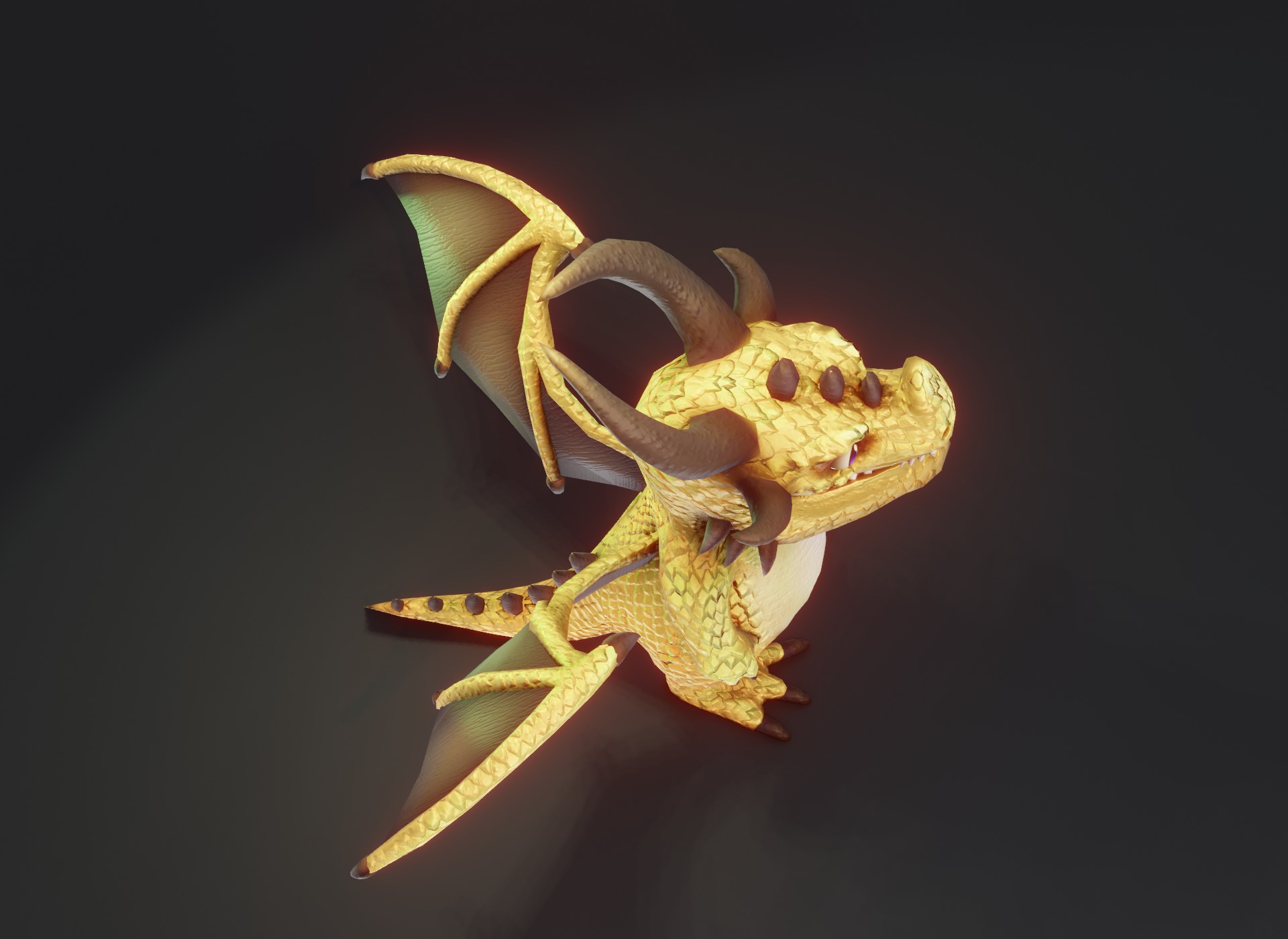 Cartoon Brass Dragon Animated Low-Poly 3D Model by 3DDisco
