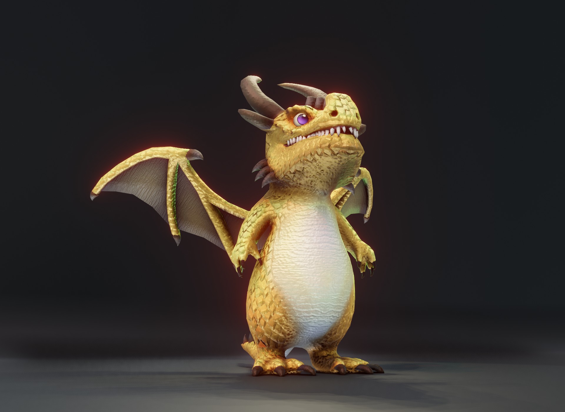 Cartoon Brass Dragon Animated Low-Poly 3D Model by 3DDisco