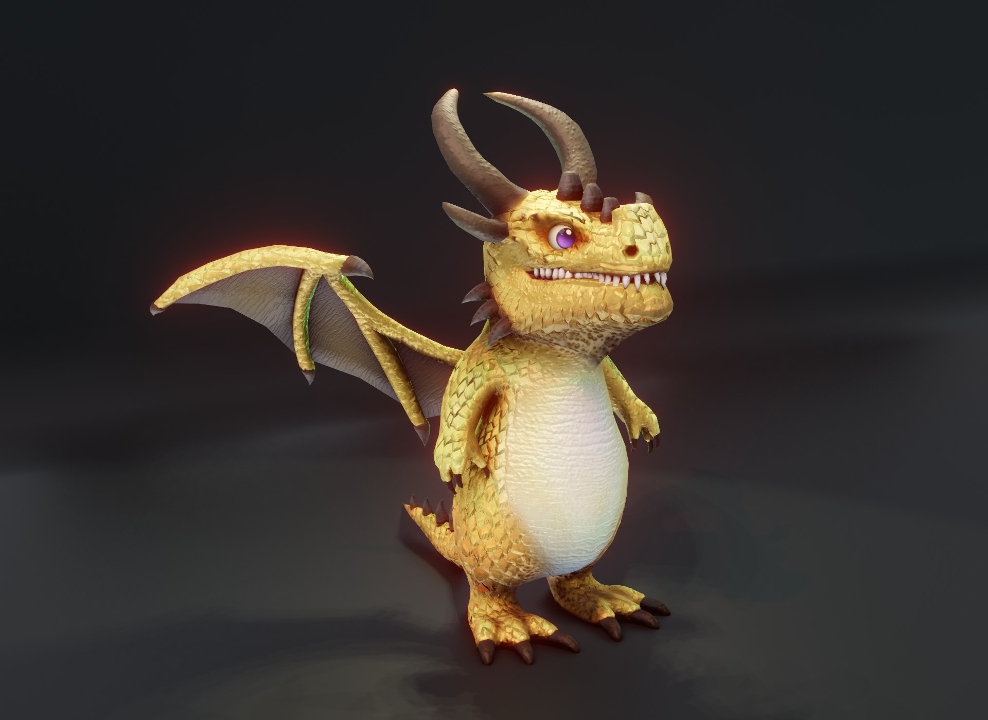 Cartoon Brass Dragon Animated Low-Poly 3D Model by 3DDisco