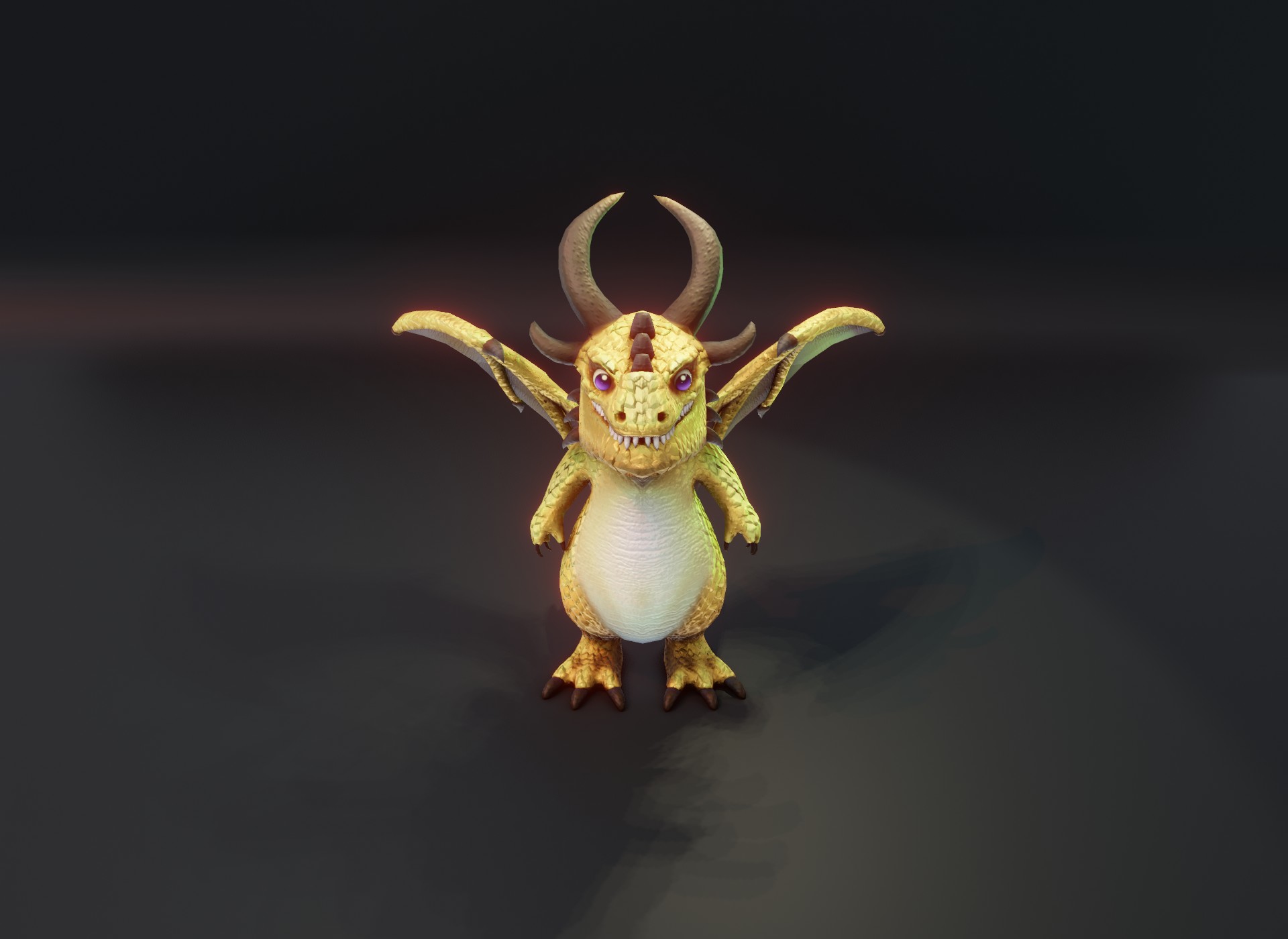 Cartoon Brass Dragon Animated Low-Poly 3D Model by 3DDisco
