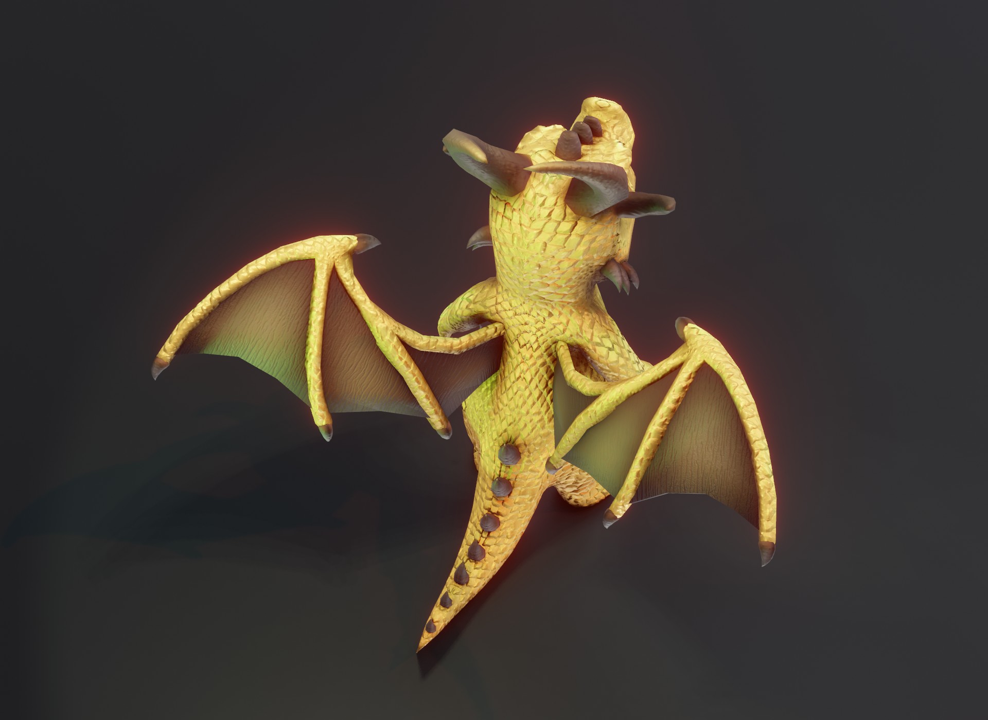 Cartoon Brass Dragon Animated Low-Poly 3D Model by 3DDisco
