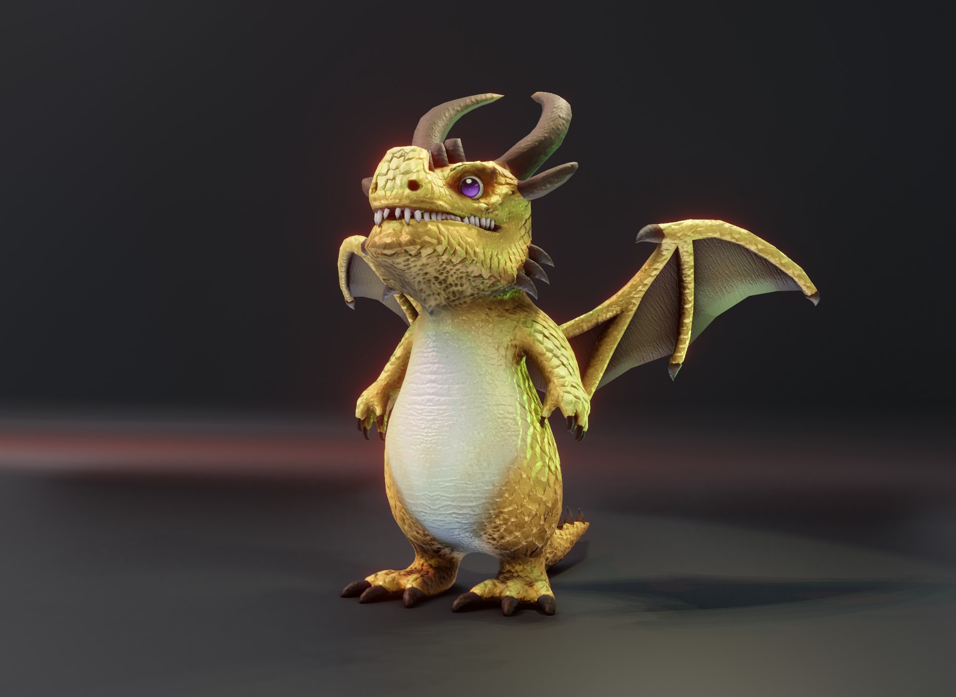 Cartoon Brass Dragon Animated Low-Poly 3D Model by 3DDisco