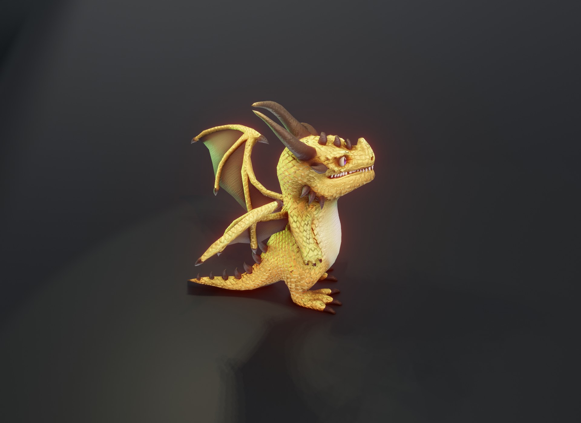 Cartoon Brass Dragon Animated Low-Poly 3D Model by 3DDisco